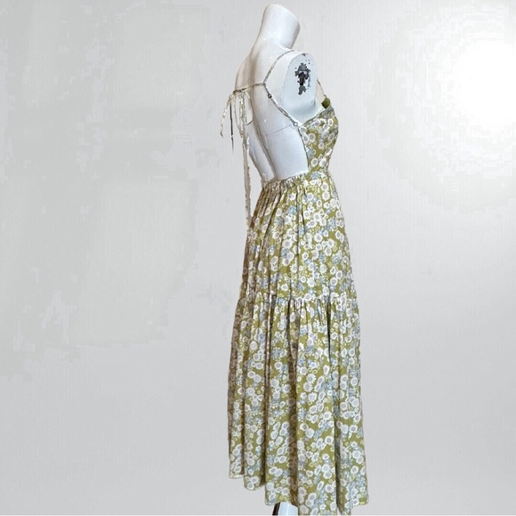 Mable | Dresses | Boho Backless Summer Square Neck Floral Midi Dress ...